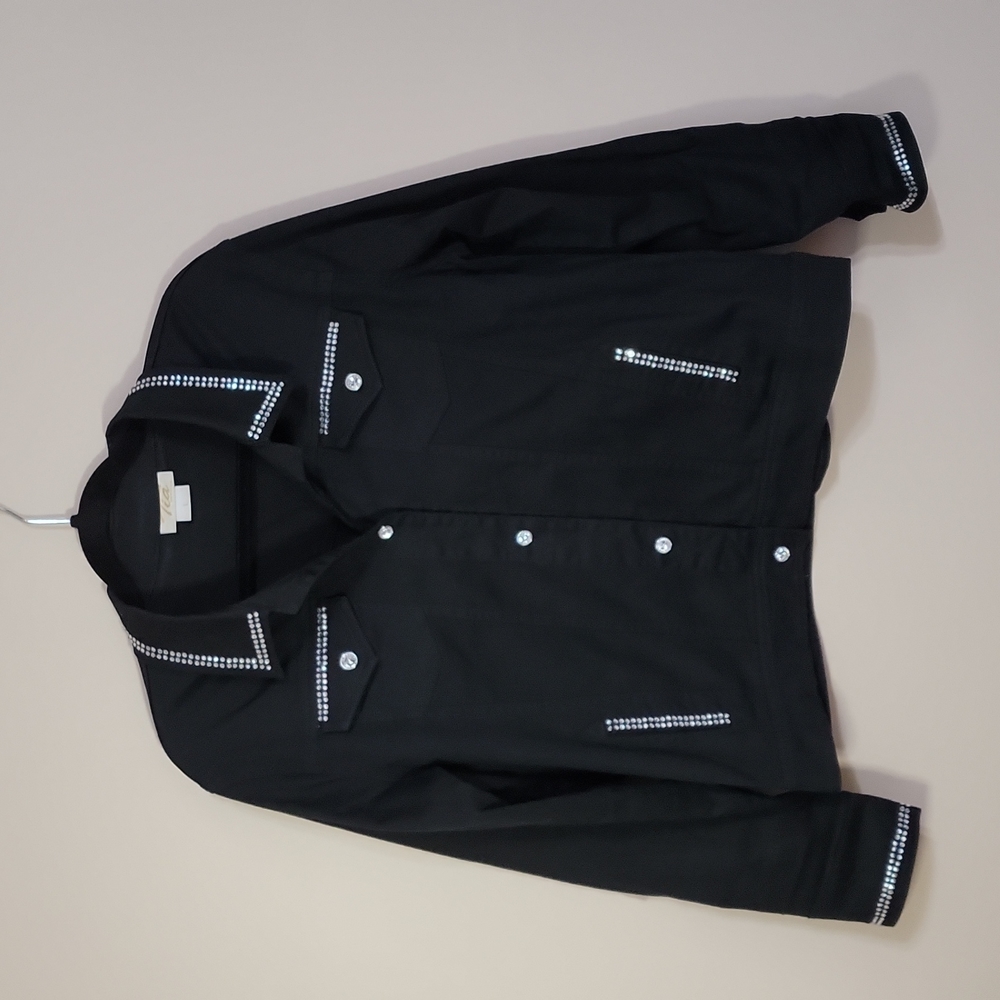 Tia Designs Jeweled Black Jean Jacket - Gem